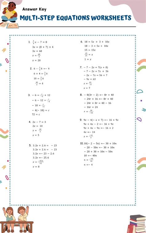 Multi Variable Equations Worksheet Printable Pdf Template