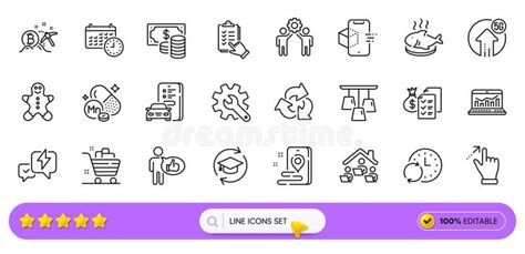 Lightning Bolt Customisation And Grocery Basket Line Icons For Web App Pictogram Icon Line