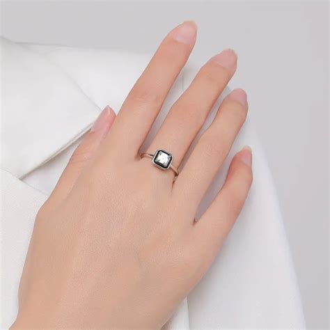 1pc 925 스털링 실버 약속 반지 상감 사각형 지르코니아 우아함과 아름다움의 상징 약혼 결혼 반지 고품질 Temu