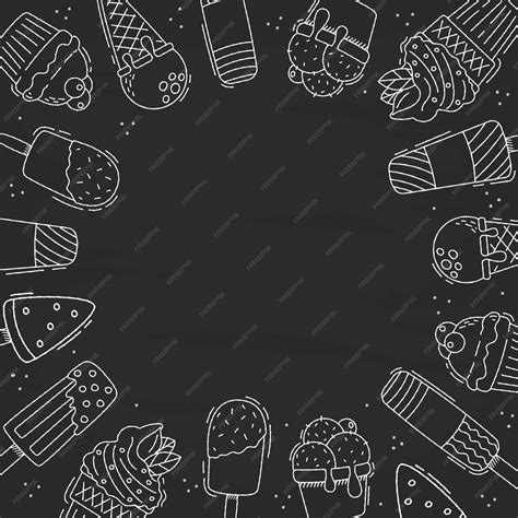 손으로 그린 아이스크림 칠판 배경 무료 벡터