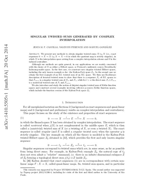 Pdf Singular Twisted Sums Generated By Complex Interpolation