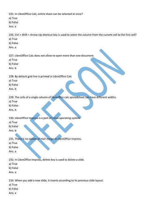 Libreoffice Most Important Mcq Question Writer Calc Impress Pdf