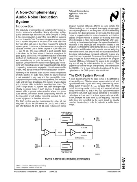 A Non Complementary Noise Reduction System Pdf Detector Radio Amplifier