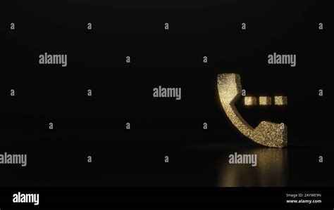 Gold Glitter Symbol Of Headphone With Signal Dots 3d Rendering On Dark Black Background With