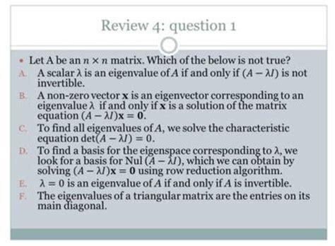 solved review 4 question 1 let a be an n xn matrix which