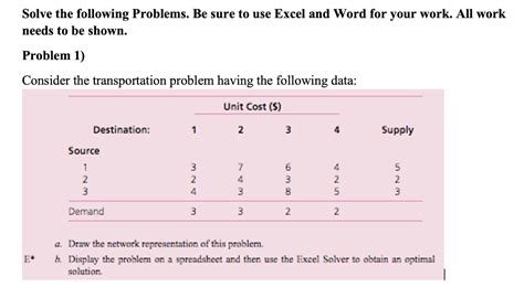 Solved Solve The Following Problems Be Sure To Use Excel Chegg Com