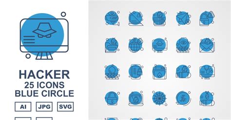 Premium Hacker Blue Circle Icon Set TemplateMonster