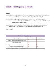 Specific Heat Capacity Of Metals Lab Copy Docx Specific Heat Capacity Of Metals Name In This