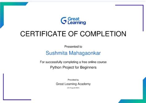 Sushmita Mahagoankar On Linkedin Greatlearningacademy Greatlearning Glacertificate