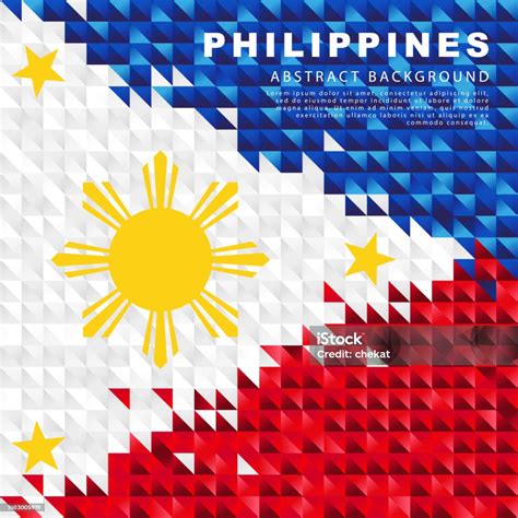 필리핀의 국기 필리핀 국기의 다채로운 파란색 흰색 및 빨간색 줄무늬 형태의 작은 삼각형의 추상적 인 배경 0명에 대한 스톡 벡터 아트 및 기타 이미지 Istock