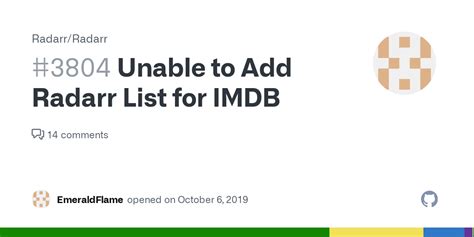 Unable To Add Radarr List For Imdb · Issue 3804 · Radarrradarr · Github