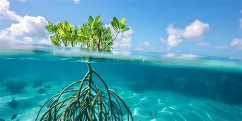 Mangrove Trees In Caribbean Sea With Roots Above And Below Water Concept Nature Mangrove Trees