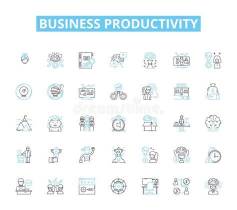Business Productivity Linear Icons Set Efficiency Optimization