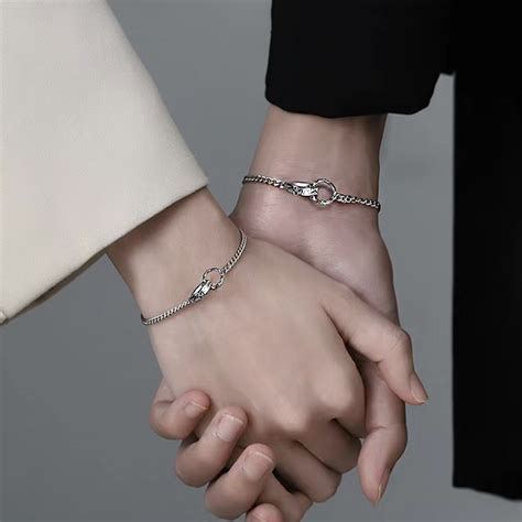 알제브 당일출고 실버925 더블 써클 팬던트 유니크 연리지 엔틱 커플 팔찌 실버 Couple010