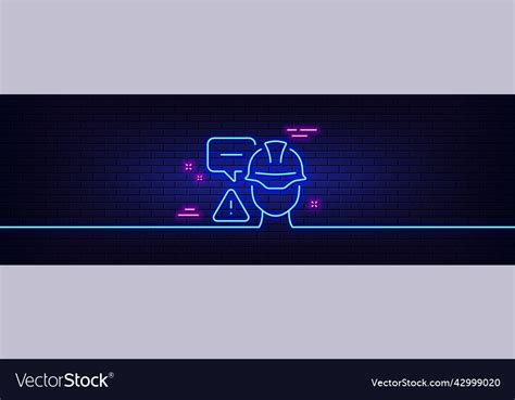 Builder Warning Line Icon Construction Inspection Vector Image