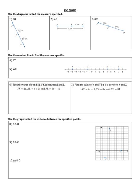 Locating Points And Midpoints Do Now Pdf