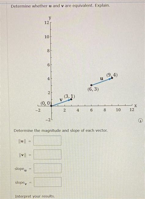 solved determine whether u and v are equivalent explain