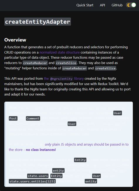Docs Dark Mode Blockquote Is Unreadable · Issue 614 · Reduxjsredux Toolkit · Github