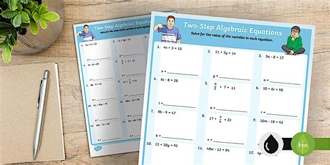 Two Step Algebraic Equations Worksheets Pdf Teacher Made