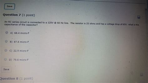 Solved Save Question Point An RC Series Circuit Is Chegg Com