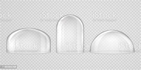 투명한 배경에 구형 유리 돔 주방 용품 전시회 및 프리젠 테이션 크리스마스 기념품을위한 투명 한 형태의 세트 돔 건축적 특징에