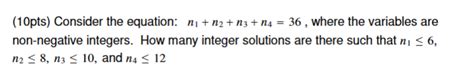 Solved 10pts ﻿consider The Equation N1 N2 N3 N4 36
