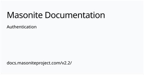 Authentication Masonite Documentation