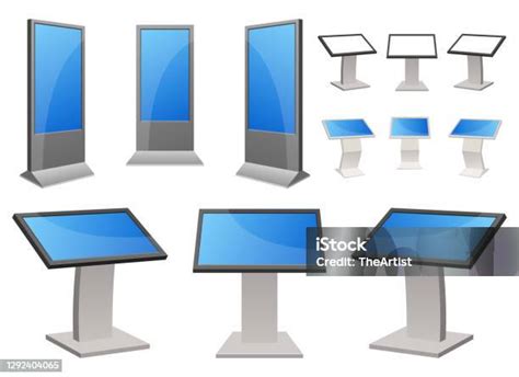흰색 배경에 격리 된 디지털 키오스크 벡터 디자인 일러스트레이션 키오스크에 대한 스톡 벡터 아트 및 기타 이미지 키오스크 3차원 형태 Lcd Istock