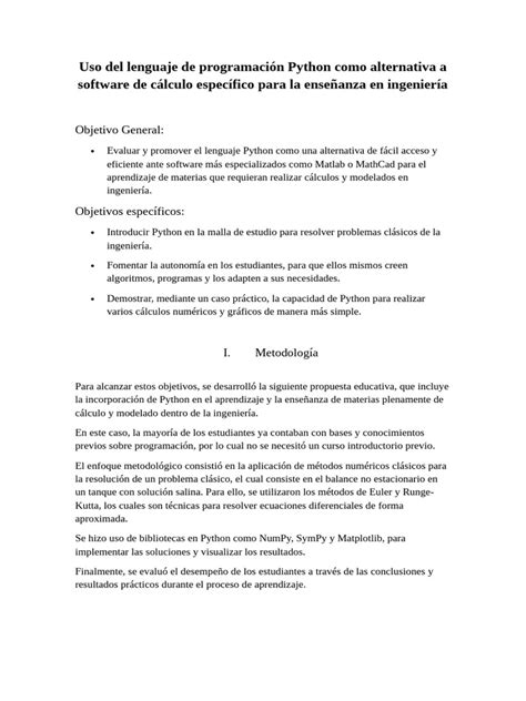 Uso Del Lenguaje De Programación Python Como Alternativa A Software De Cálculo Específico Para