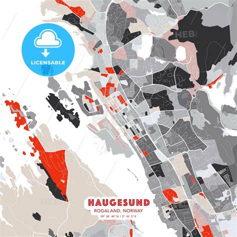 Haugesund Rogaland Norway Modern Street Map Poster Template With
