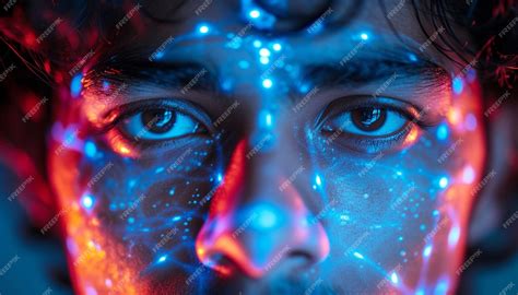 Premium Photo Face Analysisfuture Face Detection Technological 3d Scanning Biometric Facial