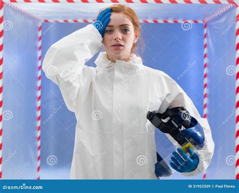 Exhausted Or Infected Biohazard Scientist Stock Image Image Of Heat
