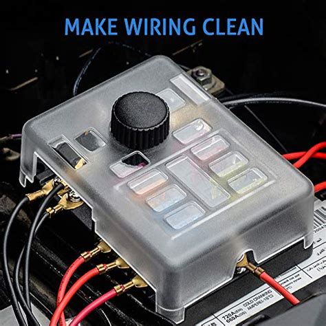 WUPP 12 Volt Fuse Block Waterproof 6 Way Fuse Box With 6 Ground Negative Busbar For Automotive