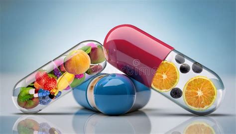 Food Supplement In The Form Of Medicinal Capsules And Nutritional Tablets With Fruit Inside