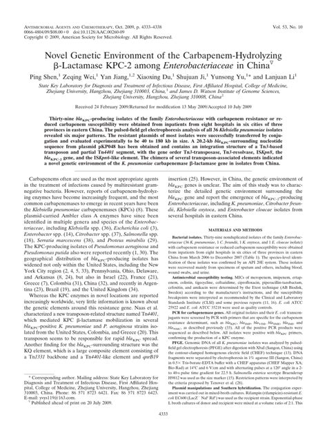 Pdf Novel Genetic Environment Of The Carbapenem Hydrolyzing