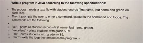 Solved Write A Program In Java According To The Following