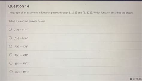 solved question 14 the graph of an exponential function