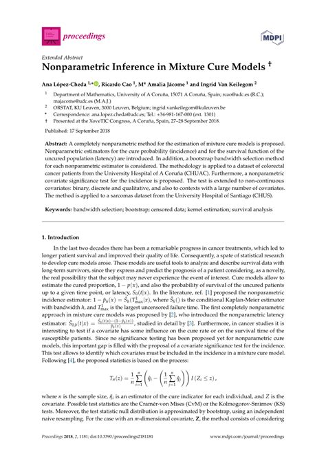 Pdf Nonparametric Inference In Mixture Cure Models