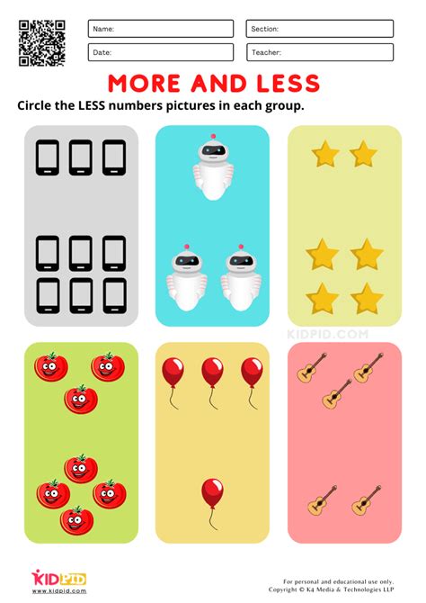 More Less Worksheets For Kindergarten Free Printables Artofit