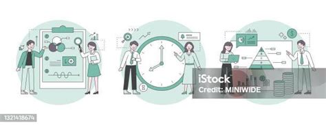 정보 그래프를 분석하는 전문가및 근무 시간을 분석하는 사람 개념에 대한 스톡 벡터 아트 및 기타 이미지 개념 검색 구도 Istock