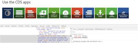 how do i control icon size in tile element shortpoint support