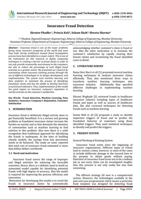 Irjet Insurance Fraud Detection By Irjet Journal Issuu