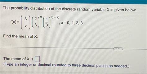 Solved The Probability Distribution Of The Discrete Random Chegg