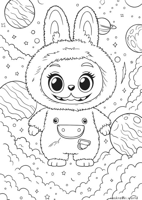 Лабубу Labubu раскраски для детей и взрослых Распечатать скачать бесплатно А4 Раскраски