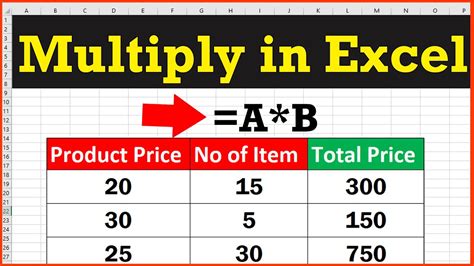 How To Multiply Numbers In Excel Multiply Formula In Excel Youtube