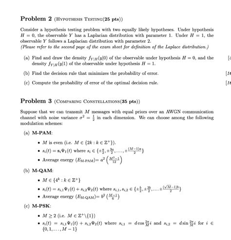 Problem HYPOTHESIS TESTING Pts Consider A Chegg