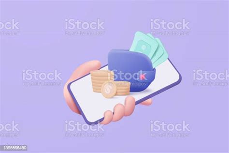 파스텔 배경을 잡고있는 3d 돈 동전 손 스마트 폰 개념 지갑 동전 및 지불 3d 벡터 렌더링 개념에서 돈 지갑을 보유 금융 투자 모바일 격리로 비용 절감 3차원 형태에