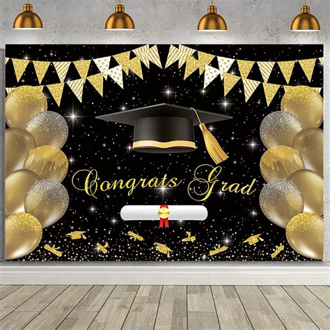 Buy Aibiin 7x5ft Congrats Grad Backdrop Black And Gold Class Of 2023