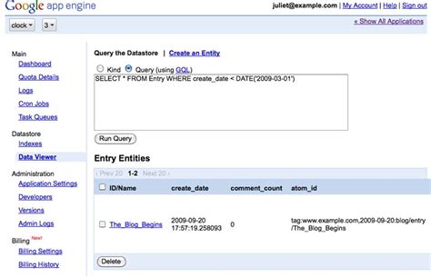 The Data Viewer Panel Of The Administration Console