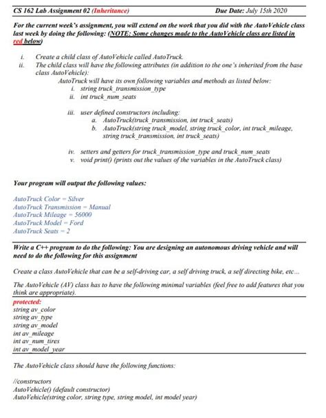 Solved 1 I Cs 162 Lab Assignment 02 Inheritance Due